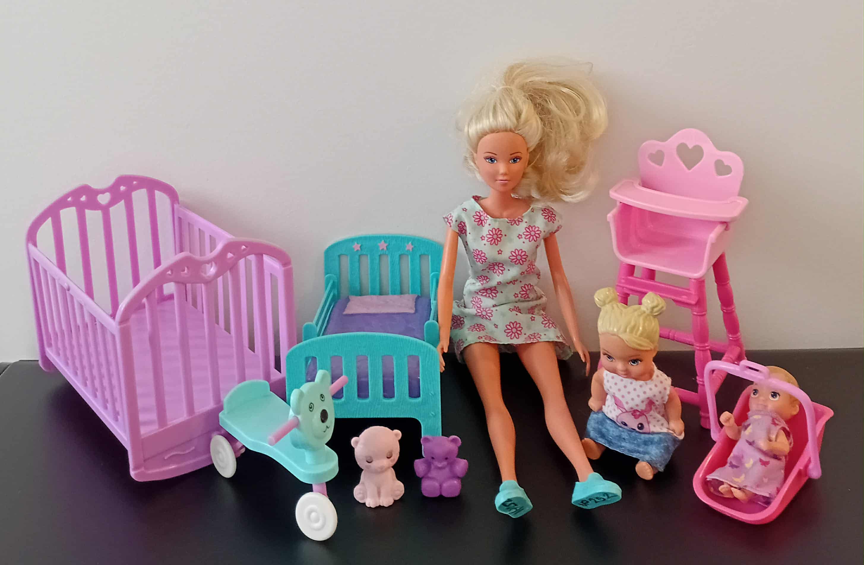 Barbie with toddler & baby playset