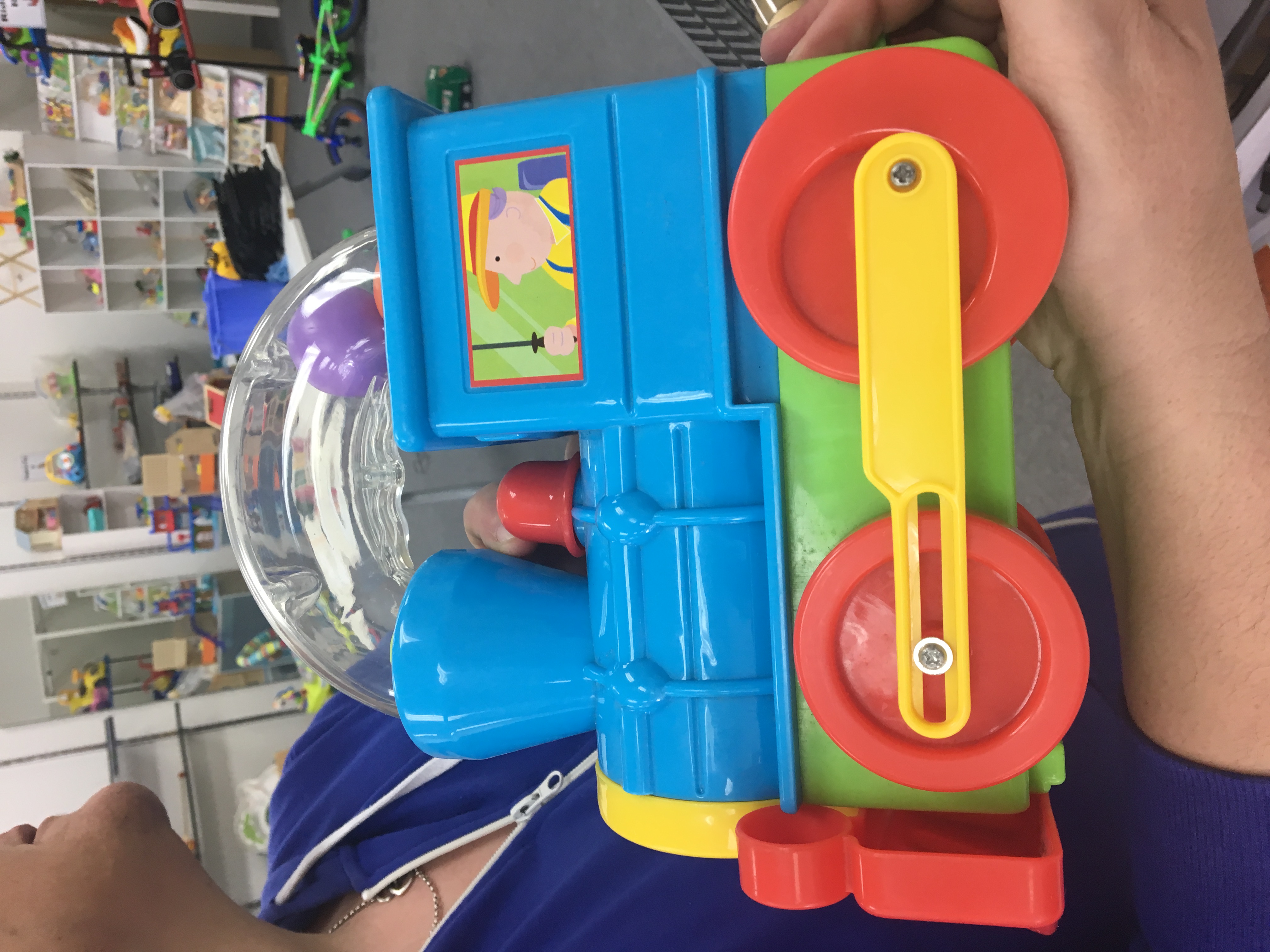 train with balls in chimney